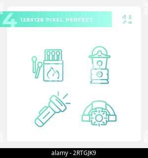 2D gradient pixel perfect hiking gear icons set Stock Vector Image ...
