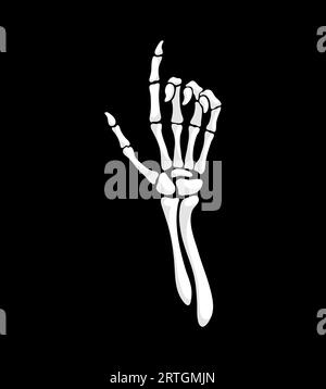 Skeleton hand making pointing up gesture. Isolated vector bony skeletal ...
