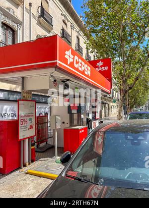 Petrol pumps at a gas station, Spain Stock Photo - Alamy