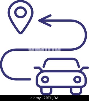 Car route monochrome concept with automobile path and map pointers. Isolated vector Stock Vector ...