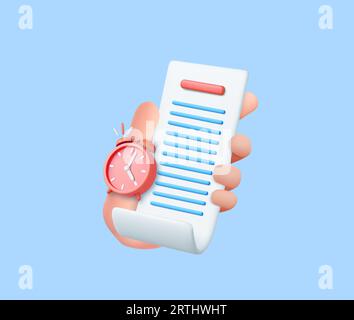 3d hand holding bill receipt. Business hand using hold invoice bill. 3d ...