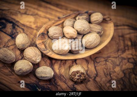 Muscat Fruits of the Nut tree Myristica fragrans Stock Photo - Alamy