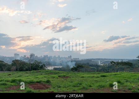 View of the Friendship Bridge (Ponte da Amizade), which connects Foz do ...