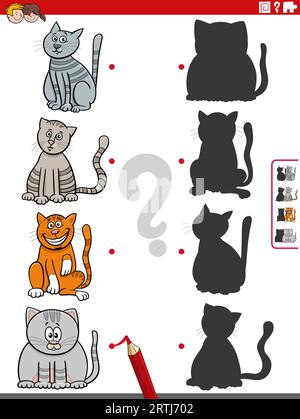 Cartoon illustration of match the right shadows with pictures ...
