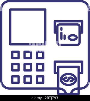 Automated banking machine flat monochrome isolated vector object Stock ...