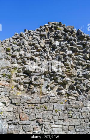 Construction of rubble stone masonry wall with dressed face bonded with ...