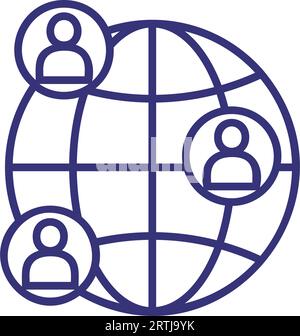 Clients worldwide icon logo sign vector outline in black and white ...