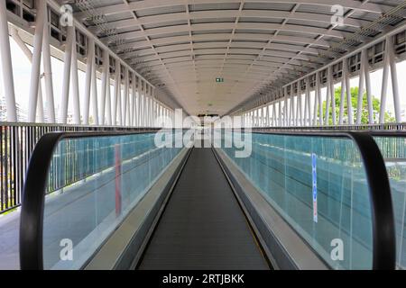 Pedestrian pathway or corridor or hallway with automatic walkway or ...