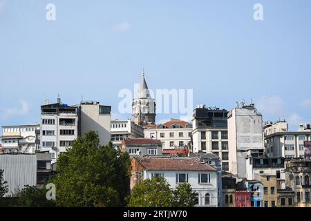 Galata Tower. The tower, built by the Genoese, is located in Istanbul ...