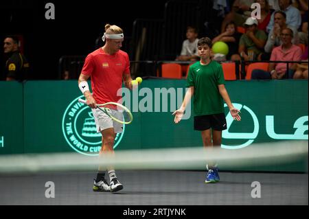 Alejandro Davidovich Fokina of Spain in action against Corentin Moutet ...