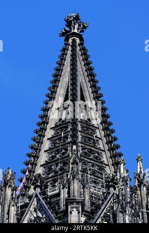 Spires of the Cologne Cathedral towers and blue sky, cologne, NRW ...