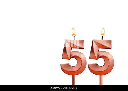 Birthday candle number 55 on white background Stock Photo - Alamy