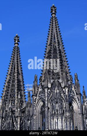 Spires of the Cologne Cathedral towers and blue sky, cologne, NRW ...