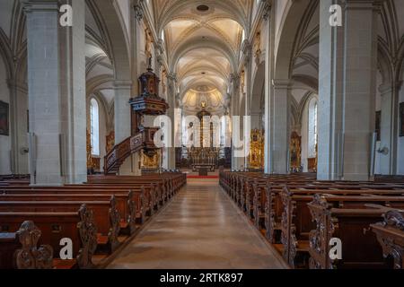 Inside the Hofkirche St. Leodegar church, a landmark of baroque ...