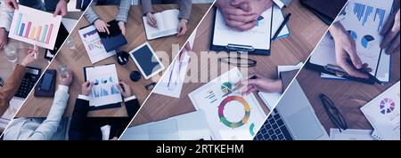 Marketing. Collage with photos of businesspeople working, banner design ...