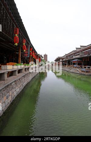 Luanzhou ancient city, architectural scenery on both sides of the river ...