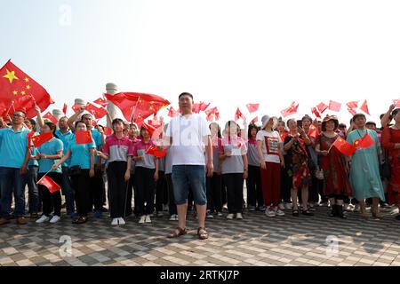 Luannan County, China - 12 July, 2019: People in Beihe Park waved the ...