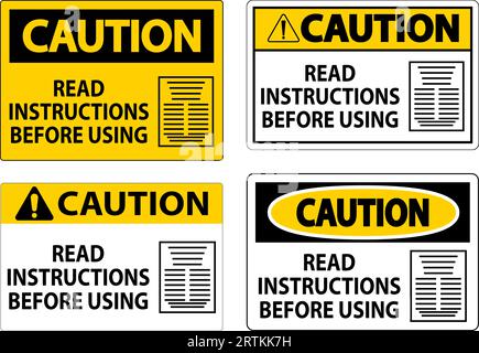 Caution Machine Sign Read Instructions Before Using Stock Vector Image ...