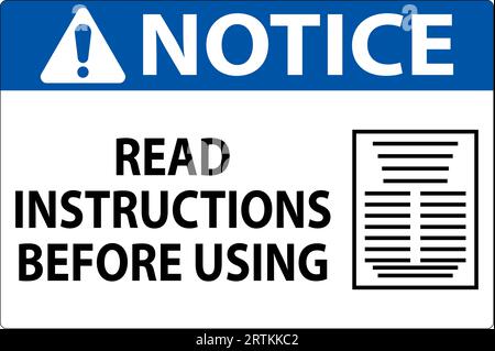 Notice Machine Sign Read Instructions Before Using Stock Vector Image ...