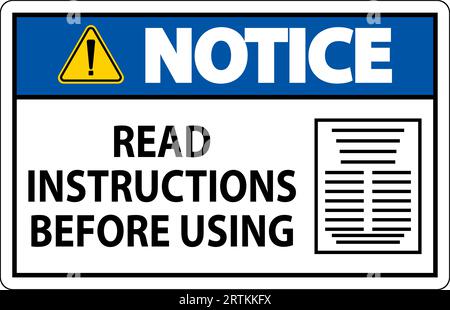Notice Machine Sign Read Instructions Before Using Stock Vector Image ...