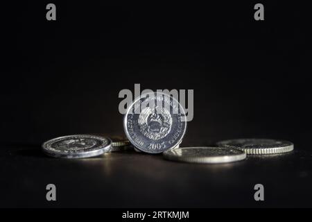 Picture of stacked coins of transnistrian rubles. The ruble is the ...