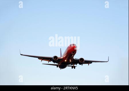 Plane with landing gear down approaching LAX for landing in Los Angeles ...
