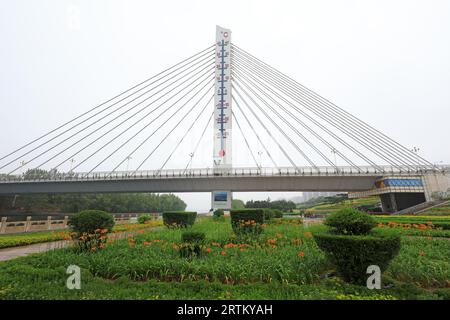 Thermometer shaped cable-stayed bridge, North China Stock Photo - Alamy