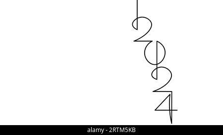 continuous line drawing 2024 number design logo minimalism concept ...