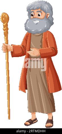 A vector cartoon illustration of Moses from the religious Bible story ...