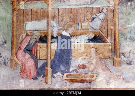 Nativity scene. The Holy Family. Abbondance abbey. France Stock Photo ...