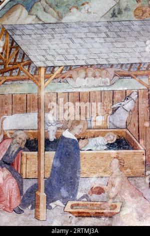 Nativity scene. The Holy Family. Abbondance abbey. France Stock Photo ...