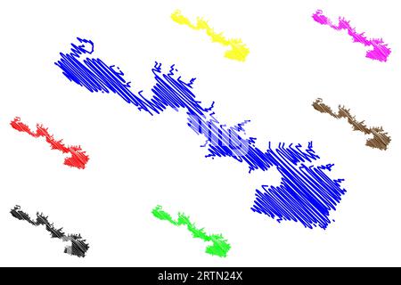 Lake Mosul reservoir (Republic of Iraq) map vector illustration ...