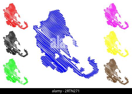 Lake Milh (Republic of Iraq) map vector illustration, scribble sketch ...