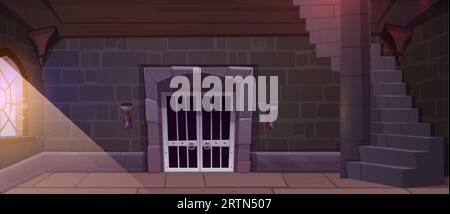 Prison dungeon in medieval castle. Vector cartoon illustration of stone ...