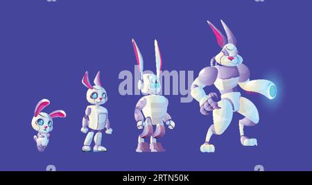 Cute ai robot character level evolution for game tech vector cartoon ...