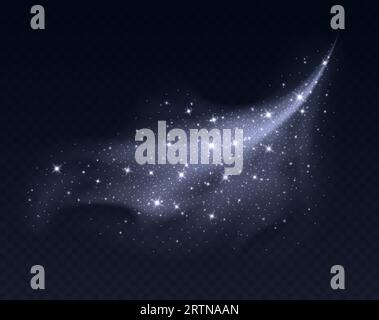 Silver dust cloud with sparkles isolated on dark background. Stardust ...