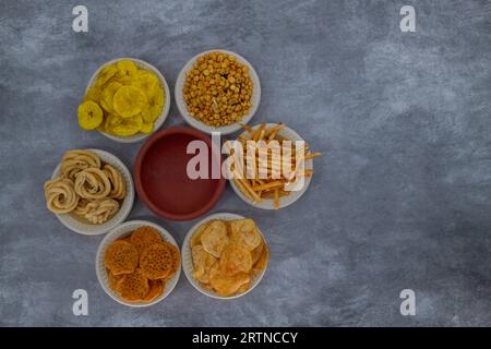 Traditional Indian Diwali salty snacks and sweets, foods items ...