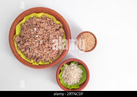 Selective Focused, Red chamba Puttu with coconut. Puttu is a South ...