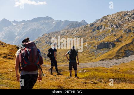 hiker on alpine plateau of Greina, Surselva Stock Photo - Alamy