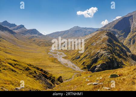alpine valley of Greina Plateau in Surselva, Switzerland Stock Photo ...