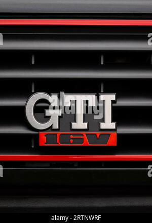 GTi 16v sixteen valve 16 sport car engine grill badge red and silver ...