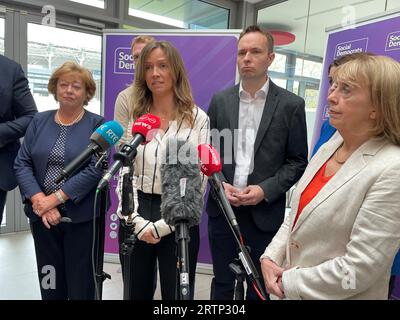 Social Democrats leader Holly Cairns speaks to the media during a think ...