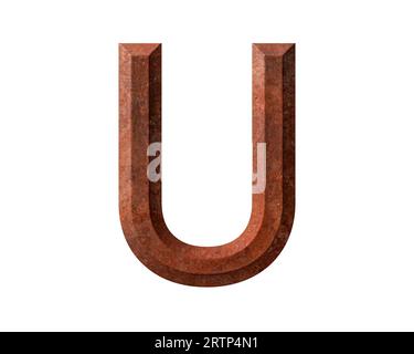 Letters made of rusty metal. 3d illustration of rust iron alphabet ...