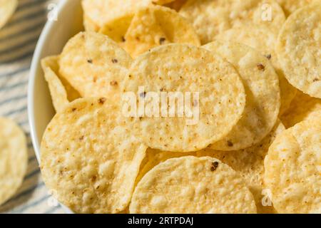 Mexican Round Tortilla Chips in a Bowl Stock Photo - Alamy