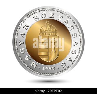 Obverse of Hungary coin, one forint, isolated in white background ...