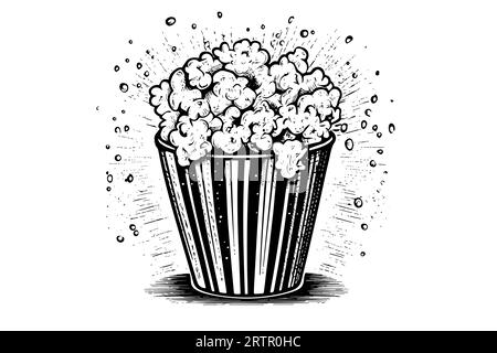 Popcorn explosion engraving ink vector illustration , line art Stock ...