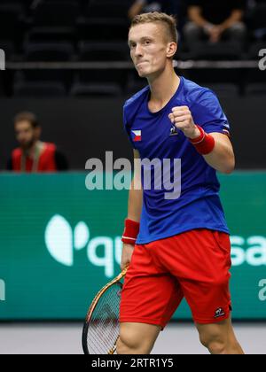 Jiri Lehecka of Czech Republic reacts during day eleven of the HSBC ...