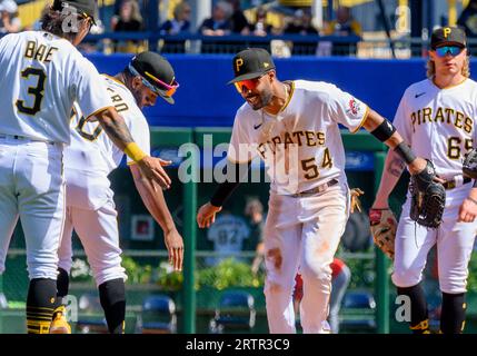 Pittsburgh Pirates' Joshua Palacios celebrates his pinch-hit, three-run ...