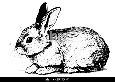 Engraving rabbit on white background .Vector ink sketch illustration ...