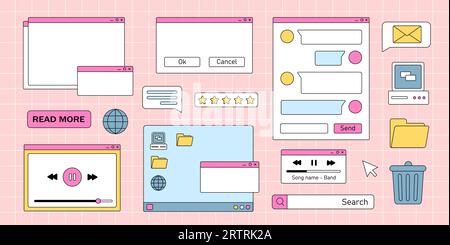 Vaporwave 80s interface screen. Retro terminal or old computer screen ...